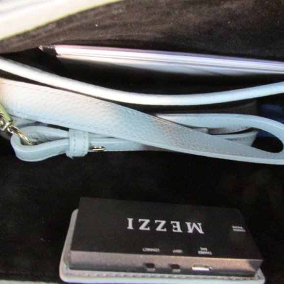 Mezzi | Bags | Mezzi Baby Blue Suede And Pebble Leather Clutch | Poshmark